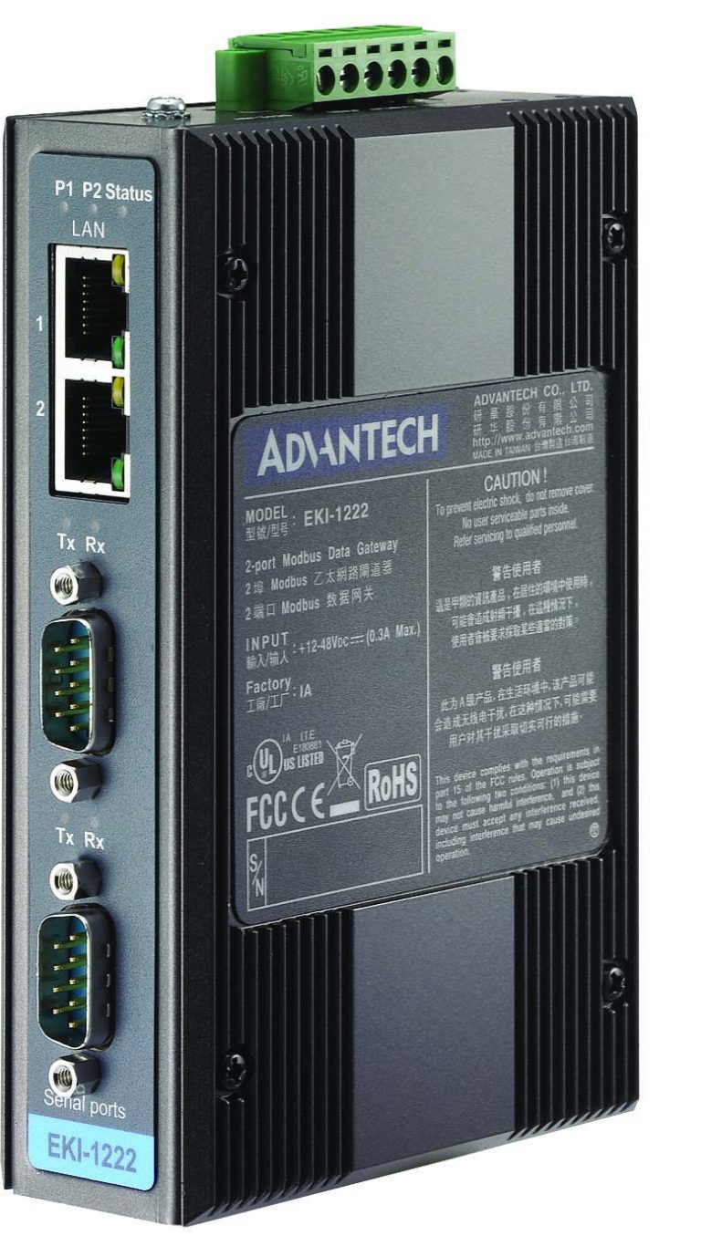 EKI-1222-CE, 2-port Modbus Gateway - Advantech AE